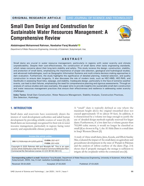 Pdf Small Dam Design And Construction For Sustainable Water Resources Management A