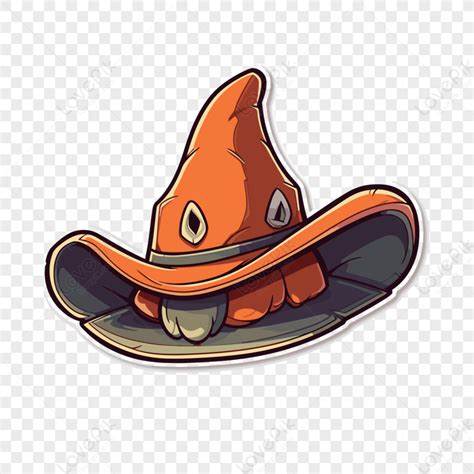 주황색 배경 클립 아트에 마법사 모자가 있는 스티커 벡터상표 Png 일러스트 무료 다운로드 Lovepik