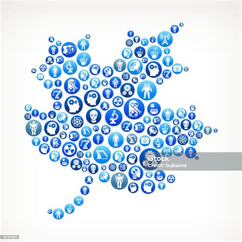 Maple Leaf Robots And Robotics Vector Button Pattern Stock Illustration