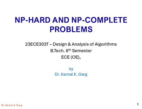 Np Hard And Np Complete Problems Dr Kamal K Garg Np Hard And Np