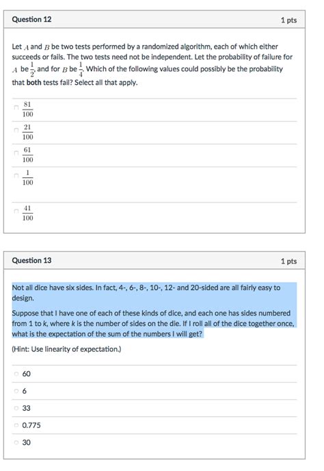 solved let a and b be two tests performed by a randomized