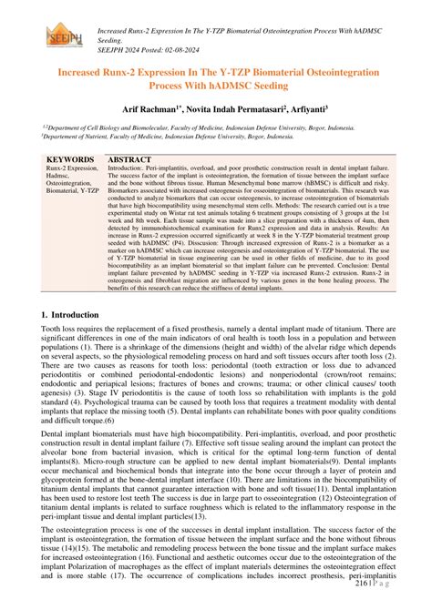 Pdf Increased Runx 2 Expression In The Y Tzp Biomaterial