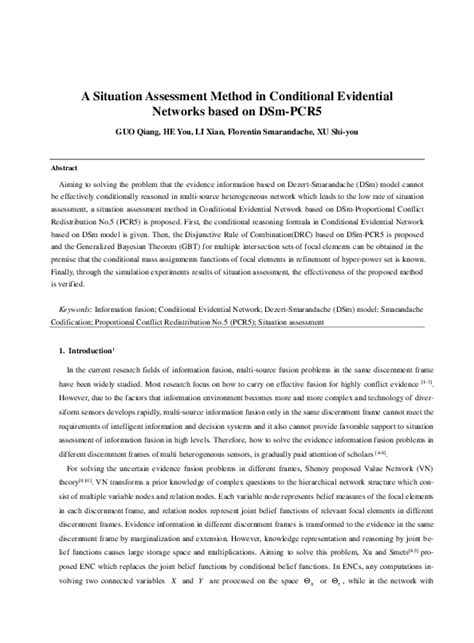 Pdf A Situation Assessment Method In Conditional Evidential Networks