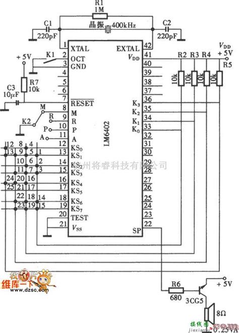综合电路中的25键多功能电子琴电路图 接线图网