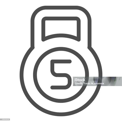 케틀벨 선 아이콘입니다 흰색에 격리 된 5kg 아령 벡터 그림 보디 빌딩 개요 스타일 디자인 웹 및 응용 프로그램을 위해 설계 Eps 10 10에 대한 스톡 벡터 아트 및