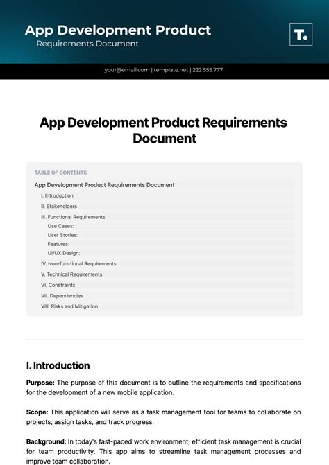 App Development Product Requirements Document Template Edit Online And Download Example