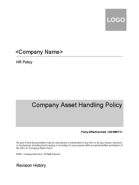 Company Asset Handling Policy Pdf Technology And Engineering