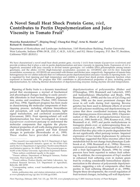 Pdf A Novel Small Heat Shock Protein Gene Vis1 Contributes To