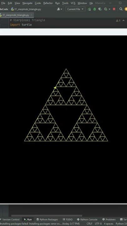 Python Turtle Fun 31 Creating A Sierpiński Triangle Pattern Using Python Turtle 🐢 🔺python