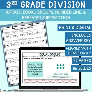 Rd Grade Division Arrays Equal Groups Number Lines Print And Digital