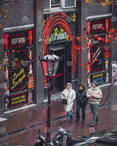 A Rainy And Windy Day In The De Wallen Red Light District Of Amsterdam