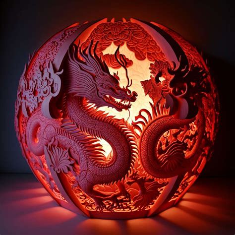 剪纸灯笼十二生肖 龙 全部作品 素材集市