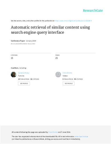 Pdf Automatic Retrieval Of Similar Content Using Search Engine Query Interface