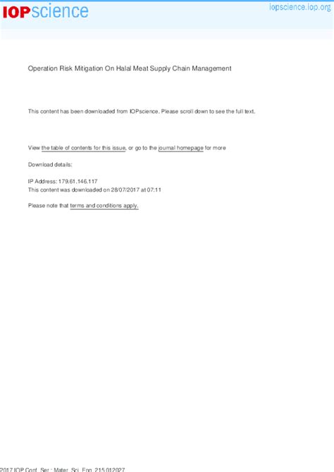 Pdf Operation Risk Mitigation On Halal Meat Supply Chain Management