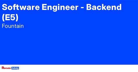 Software Engineer Backend E5 Rremotework