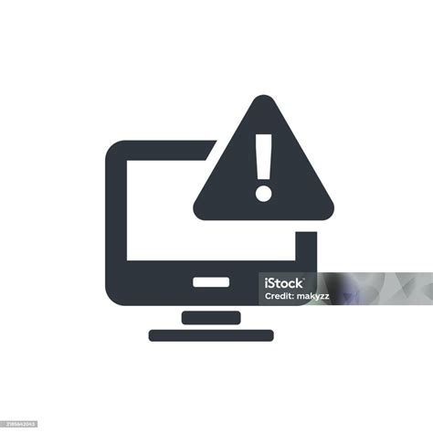 Computer Error Message Icon Logo Vector Warning Line Icon Attention Triangle Sign On Monitor