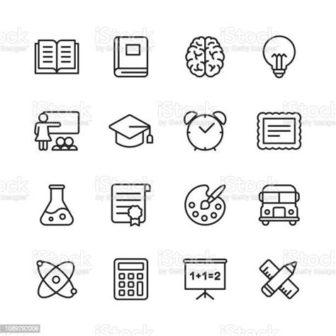 교육 선 아이콘입니다 편집 가능한 선입니다 픽셀 완벽 한입니다 모바일과 웹 도 서 두뇌 영감 학교 버스 인증서 같은 아이콘을 포함 되어 있습니다 아이콘에 대한 스톡 벡터