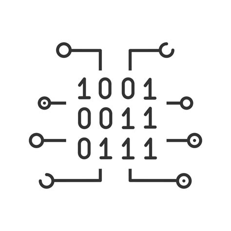 Binary Code Linear Icon Thin Line Illustration Digital Data