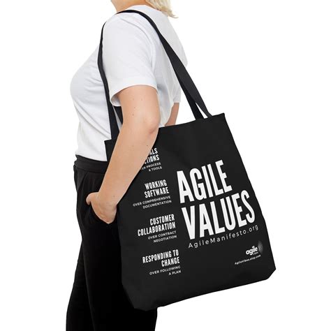 Agile Tote Bag Agile Values Principles Scrum Kanban Tote Black Etsy