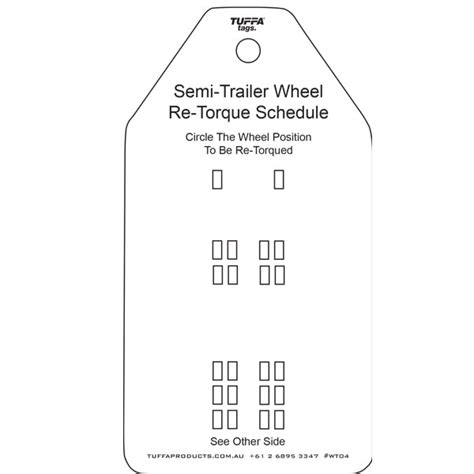 Semi Trailer Wheel Re Torque Tags Packs Of 100 Code Wt04 Nz Tags