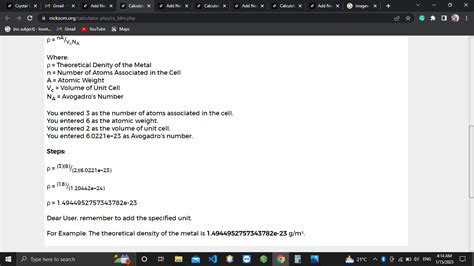 How To Calculate And Solve For Theoretical Density Of Metals Crystal Structures