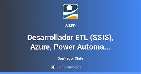 Desarrollador Etl Ssis Azure Power Automate Sql Server Proyecto