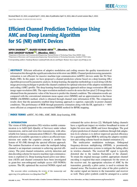 PDF Channel Estimation Technique For Efficient AMC Using Deep Learning Algorithm For G NR