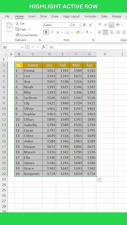 Highlight Active Row In Excel Excel Freeofficeproplus Exceltips Shorts Exceltricks Youtube