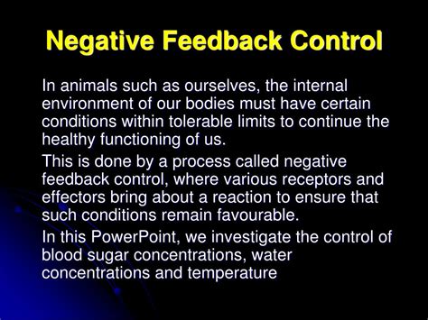 Ppt Homeostasis And Negative Feedback Control Powerpoint Presentation