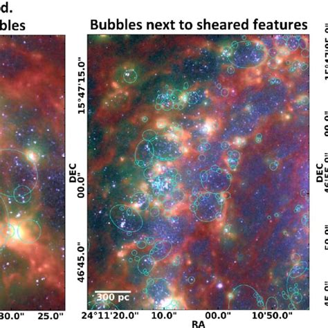 Close Up View Of Bubble Features In Ngc 628 From Left To Right We