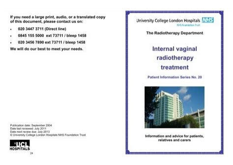 Internal Vaginal Radiotherapy Treatment University College London