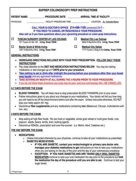 Fillable Online Colonoscopy Preparation Instructions Suprep Bowel Prep