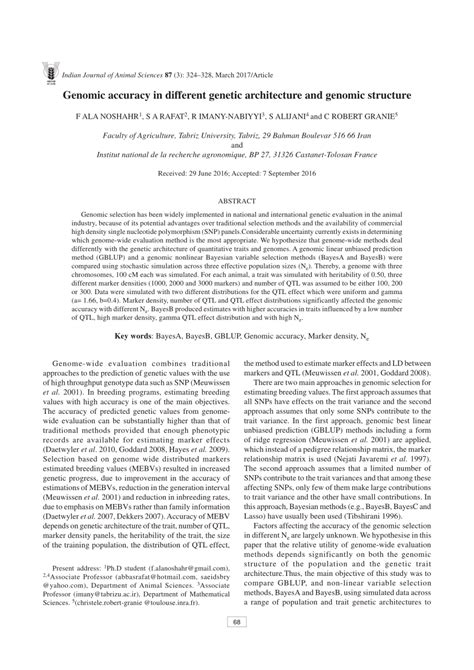Pdf Genomic Accuracy In Different Genetic Architecture And Genomic Structure