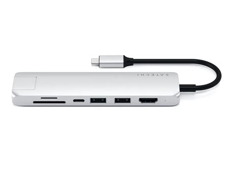 Satechi Usb C Slim Multi Port Adapter Ethernet Zilver