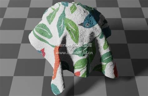抽象花鸟面料布料编织物棉布麻布贴图 Blender材质球纹理贴图模型下载 Blender3d模型库
