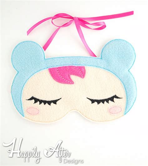 Sleeping Cutie Sleep Mask Embroidery Design Kawaii Sleep Mask Machine