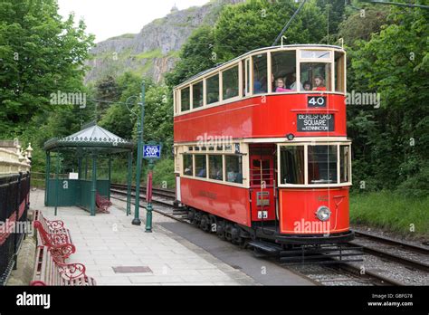 London Tram At National Tramway Museum And Village Crich Derbyshire Peak District England
