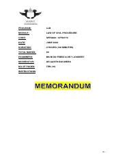Civil 2022 June Test Paper 1 Memo Final BB Pdf PROGRAM LLB MODULE LAW OF CIVIL PROCEDURE