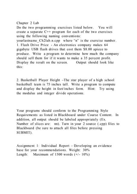 Chapter 2 Labdo The Two Programming Exercises Listed Below You Docx