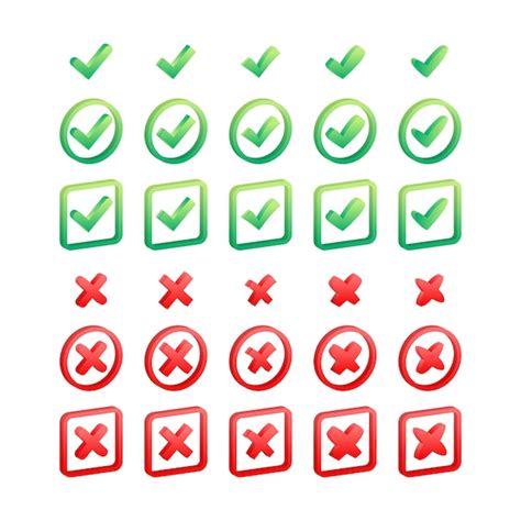 Premium Vector Set Check Marks And Crosses Tick And X Mark Icon