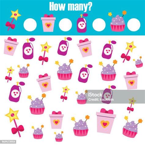 교육 어린이 게임 계산 수학 활동 아이 얼마나 많은 개체 작업 0명에 대한 스톡 벡터 아트 및 기타 이미지 0명 개발 계산함 Istock