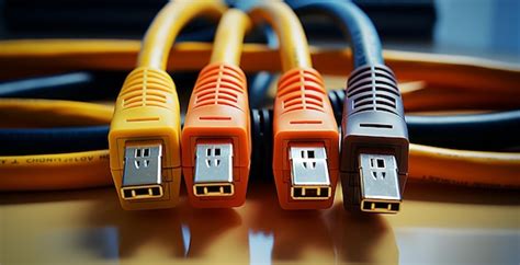 Premium Photo Two Ethernet Cables Plugged Into A Router Network Connection