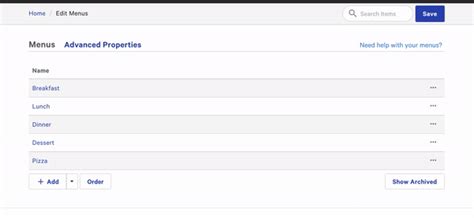 Menus Menu Groups And Subgroups