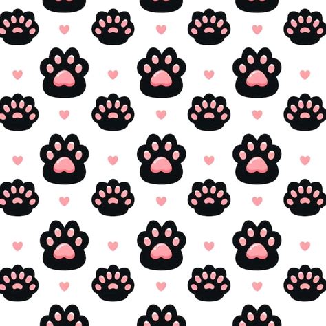 Cute Cat Paw Pattern Background Design Premium Ai Generated Image