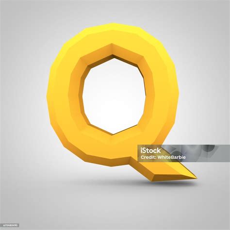 노란 낮은 폴 리 알파벳 편지 Q 대문자 흰색 배경에 고립 0명에 대한 스톡 벡터 아트 및 기타 이미지 0명 3차원 형태
