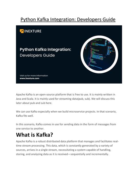 Python Kafka Integration Developers Guide Pdf
