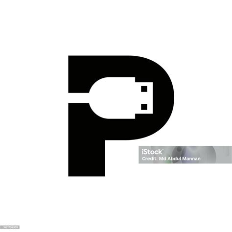 초기 문자 P Usb 기호 디자인 컴퓨터 연결 Usb 케이블 아이콘 벡터 0명에 대한 스톡 벡터 아트 및 기타 이미지 0명 Usb 메모리 Usb 케이블 Istock