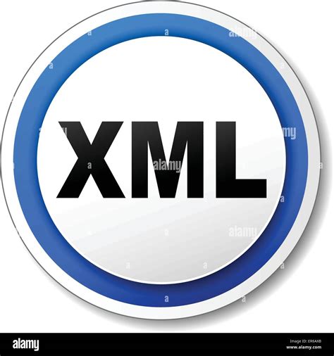 vector illustration of xml white and blue round icon stock vector image