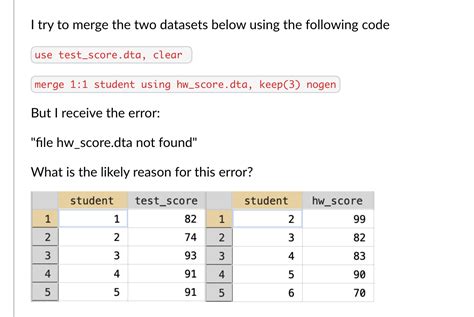 Solved I Try To Merge The Two Datasets Below Using The Chegg