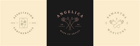 여성용 로고 엠블럼 디자인 템플릿 세트 여성 손 제스처 벡터 일러스트레이션 최소한의 선형 스타일 개념에 대한 스톡 벡터 아트 및 기타 이미지 Istock